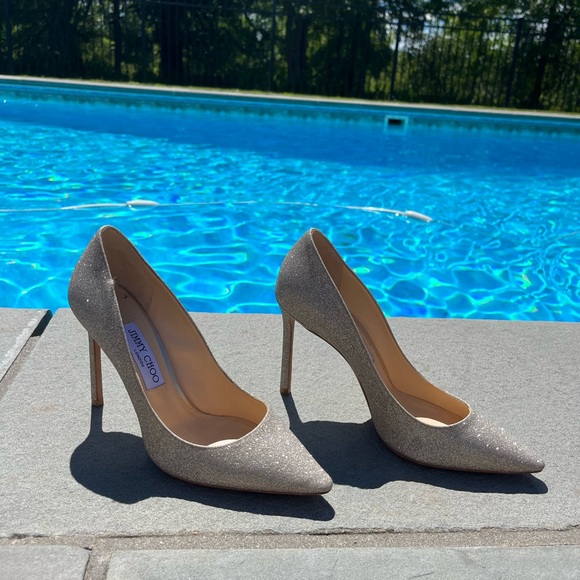Jimmy Choo | Shoes | Jimmy Choo Platinum Ice Dusty Glitter Pointy Toe Pumps | Poshmark